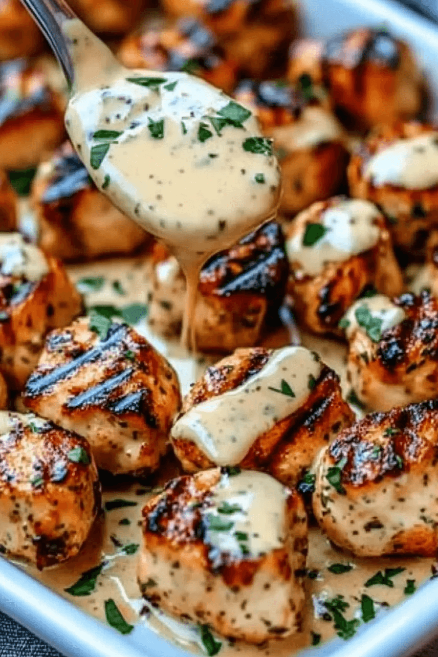Grilled Chicken Bites with Creamy Garlic Sauce Recipe - Jada Recipes
