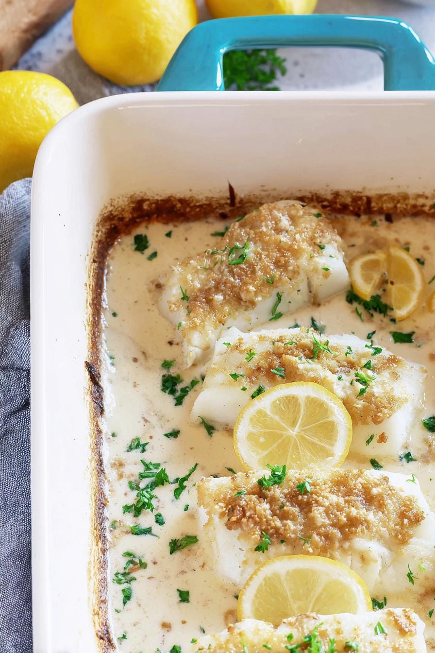 Creamy Lemon Garlic Baked Cod - Jada Recipes