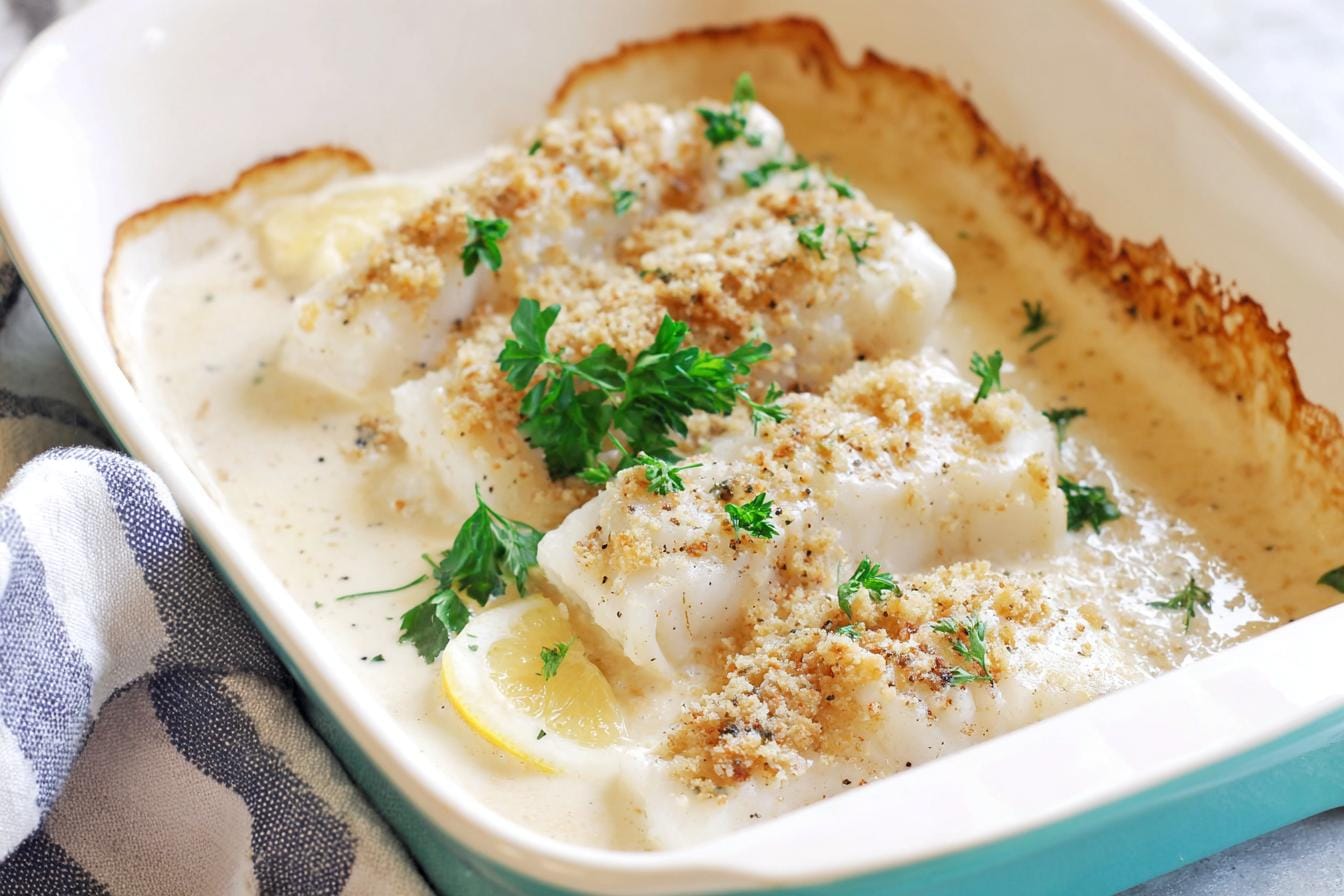 Creamy Lemon Garlic Baked Cod - Jada Recipes