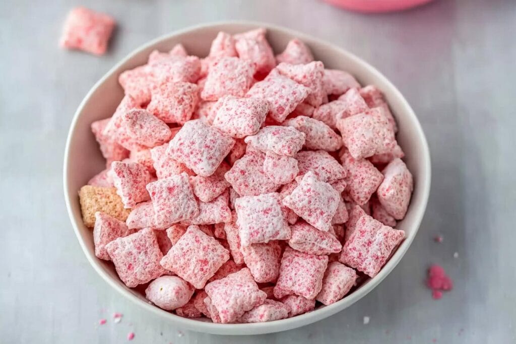 Strawberry Shortcake Puppy Chow - Jada Recipes